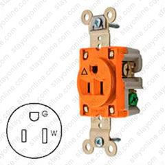 HUBBELL IG5261 AC Receptacle NEMA 5-15 Female Orange Simplex Isolated ...