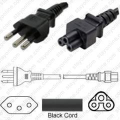 Brazil NBR14136 Male Plug to IEC320 C5 Connector 1.8 meters / 6 feet 2 ...