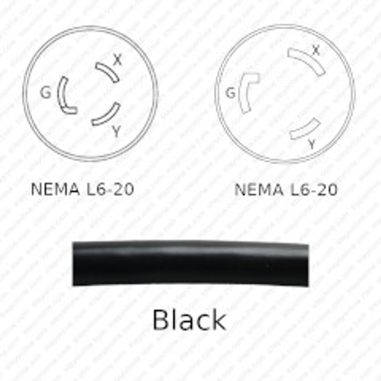 NEMA L6-20 Male Plug to L6-20 Connector 9.0 meters / 30 feet 20A/250V 12/3 SJT Black - Power ...