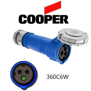 AH360C6W Cooper 360C6W Connector 60A, 220V 250V 2-Pole / 3-Wire ...