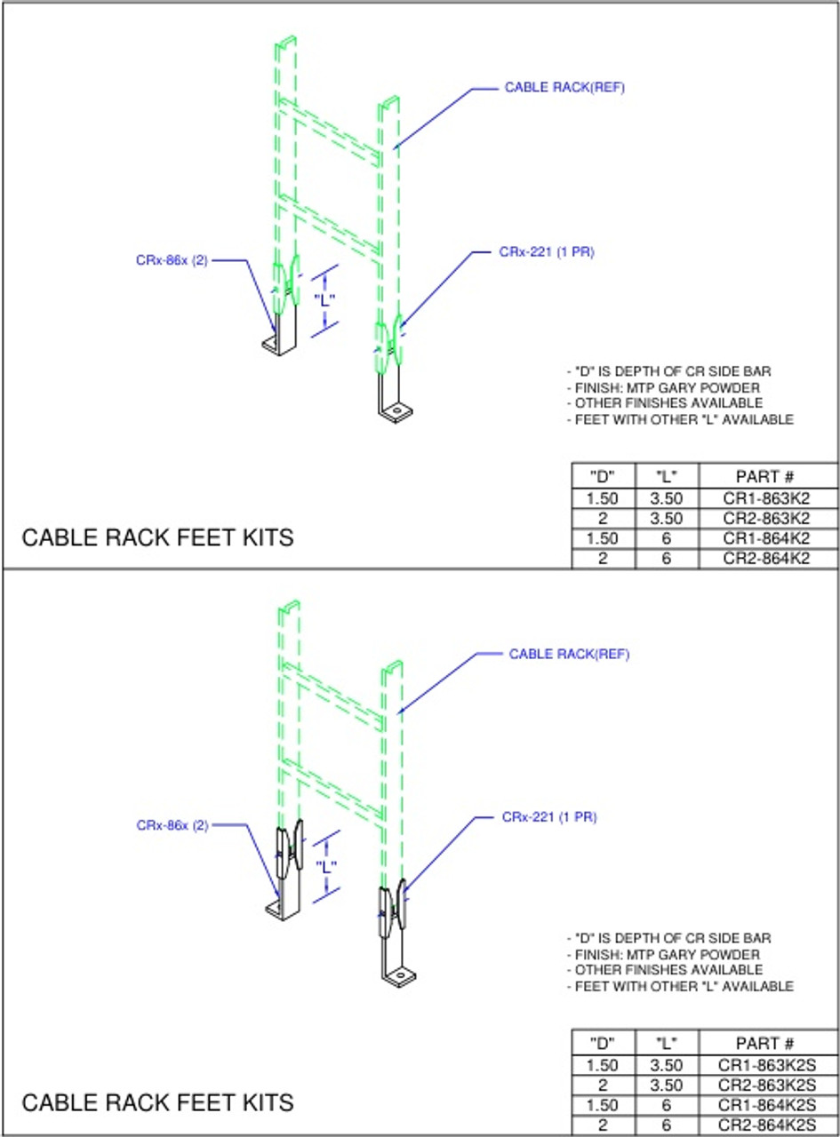 Moreng Telecom CR1-863K2S Cable Rack End "L" Bracket Kit - www.americancableassemblies.com