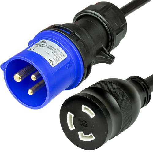1 FT IEC 60309 6H 30A 250V Plug (male) to NEMA L6-30R (female) 10awg-3c ...