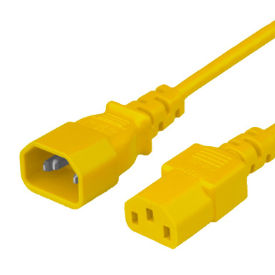 2.5FT C13 C14 10A 250V 18/3 SJT YELLOW Power Cord - www ...