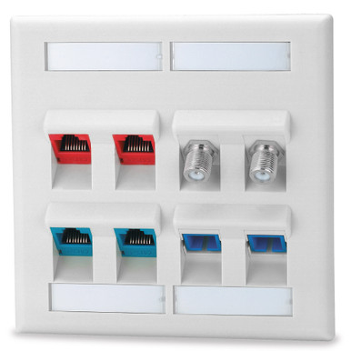 8-Port Double Gang Angled Faceplate, White - DKFLA-8-WH {Qty. 10, $2.86 ...
