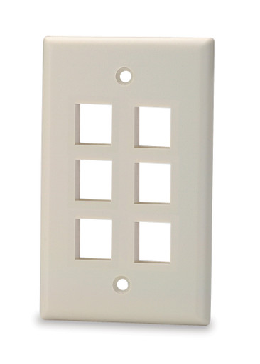 6-Port Single Gang Keystone Faceplate w/o Labeling, Ivory - SKF-6 {Qty ...