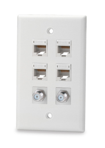 6-Port Single Gang Keystone Faceplate w/o Labeling, White - SKF-6-WH ...