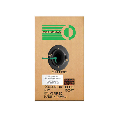 YC Cables YCCBL-C61EP-GN-AM Cat6 Bulk Cable - Solid, 550Mhz, CMP ...