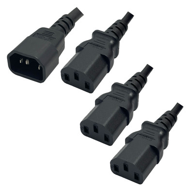 IEC320 C14 Male Plug to 3 way C13 Connectors 1.8 meters / 6 feet 15A ...
