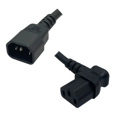 IEC320 C14 Male Plug to C13 Connector Angled Right 0.9 meters / 3 feet ...