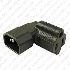 IEC320 C14 Male Plug to NEMA 5-15 Connector Angled Left - Block Plug ...