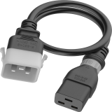 IEC320 C20 Male Plug to C19 Connector Dual-Lock 0.6 meters / 2 feet 20A ...