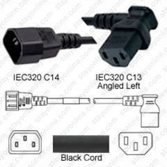IEC320 C14 Male Plug to C13 Connector Angled Left 1.8 meters / 6 feet ...