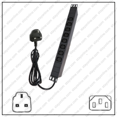 Power Strip Rack Mount UK BS1363 13 Amp Plug Angled Down to 8 IEC320 ...