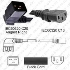 IEC320 C20 Male Plug Angled Right to C13 Connector 1.5 meters / 5 feet ...