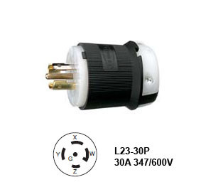 HBL2831 Hubbell L23-30P Twist-Lock® Plug 30A/3ØY 347/600V - www ...