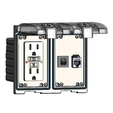 Mencom LP2-GF-RJ45S-R Low Profile Panel Interface Connector with GFCI ...