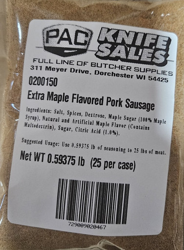 Extra Maple Flavored Pork Sausage - Pac Knife Sales, LLC