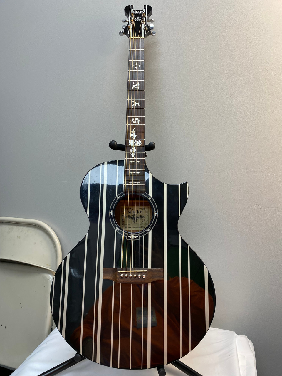 Used Schecter SYN AC GA SC Solid Top Acoustic Guitar Custom Graphics