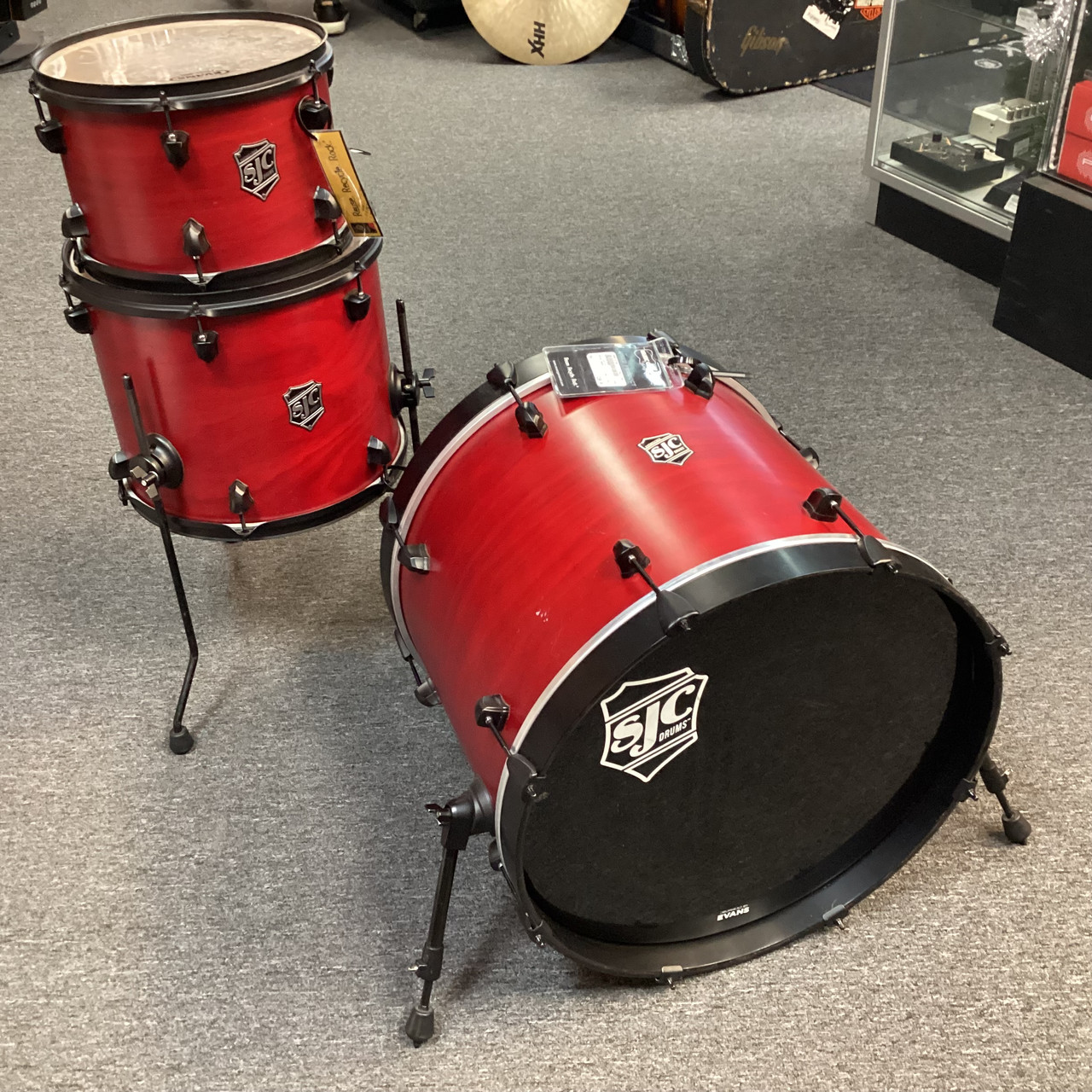 Used SJC Custom PATHFINDER 3 PC SHELL PACK Drum Shell Kit Red