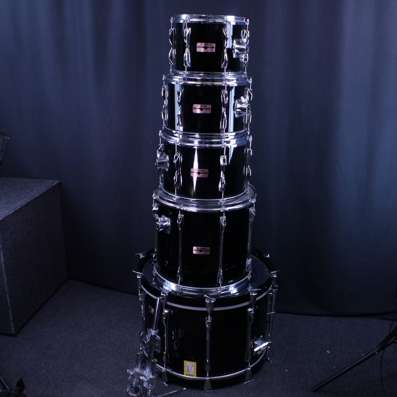 Used Yamaha 5PC RECORDING CUSTOM DRUM KIT SHELLS Drum Shell Kit Black