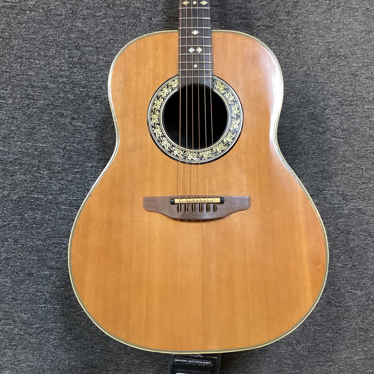 Used Ovation ACOUSTIC AS IS CRACK Vintage Solid Top Acoustic Guitar Natural