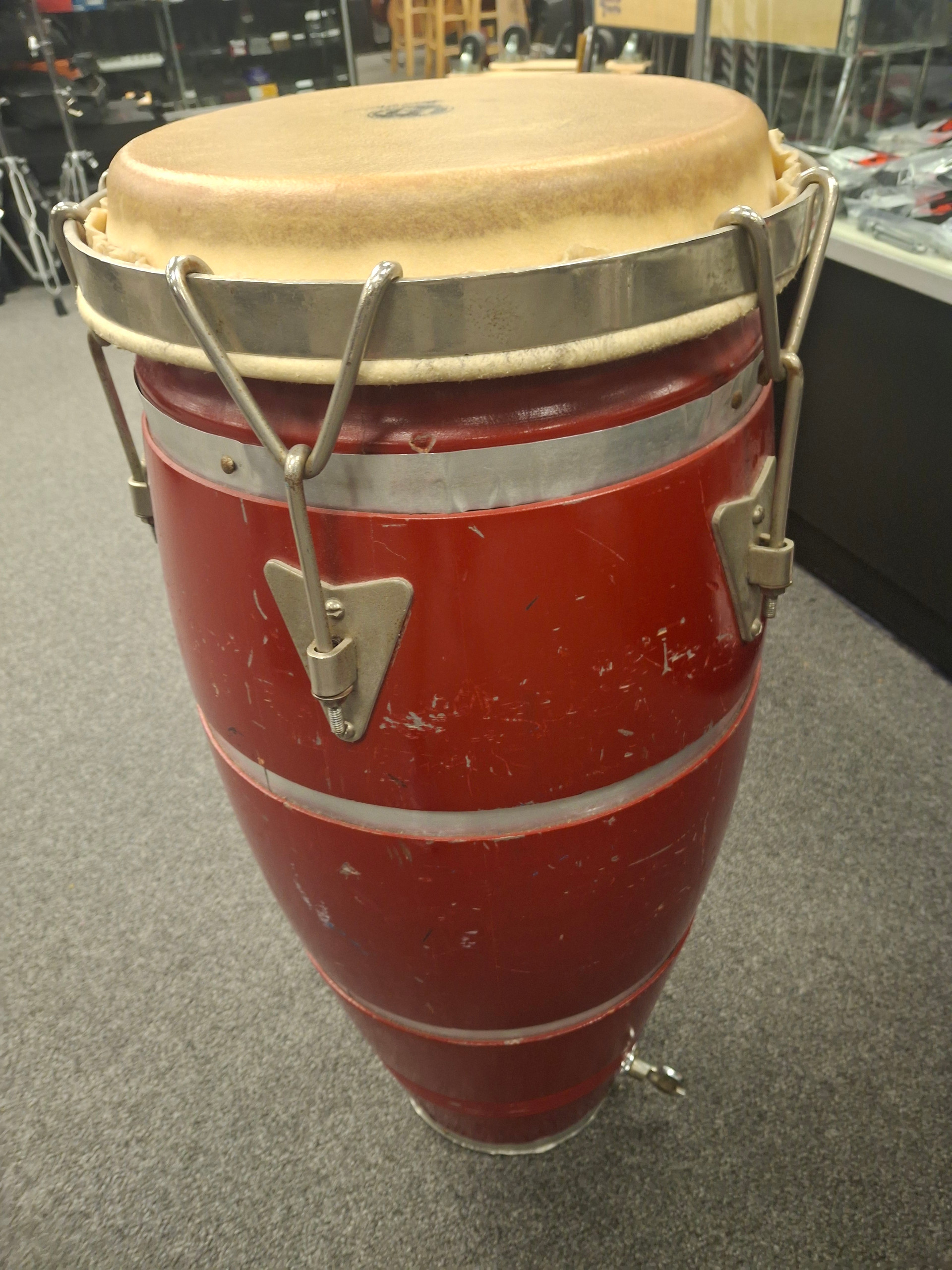 Used NO BRAND (Brandless Product) RED WOODEN CONGA World Percussion