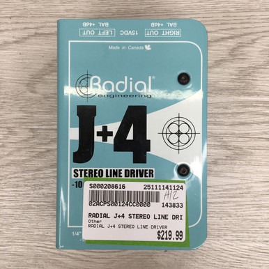 Used RADIAL J+4 STEREO LINE DRIVER Direct Box
