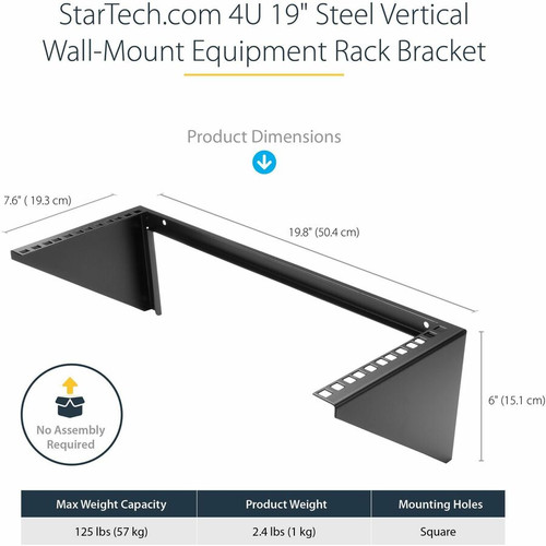 StarTech.com 4U 19in Steel Vertical Wallmount Equipment Rack Bracket ...