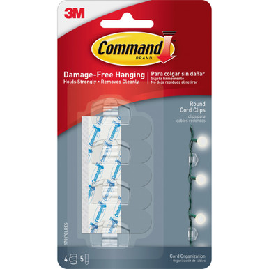Command Round Cord Clips with Clear Strips - Bluum