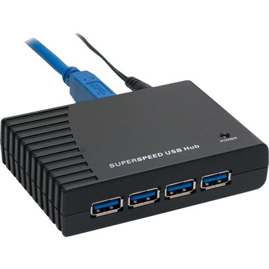 SYBA Multimedia 4 Port USB 3.0 Hub with Power Adapter - Bluum