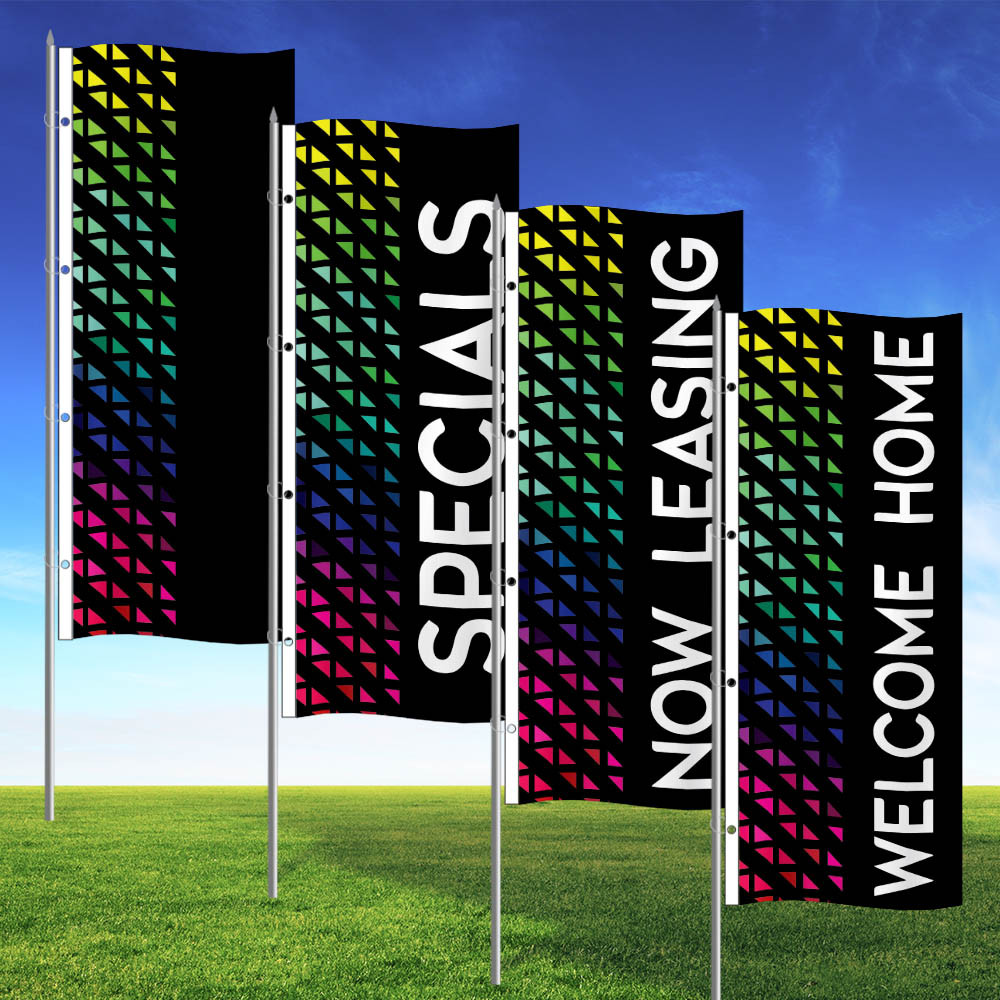 Prismatic Neon Style: 3x8 Vertical Flags
