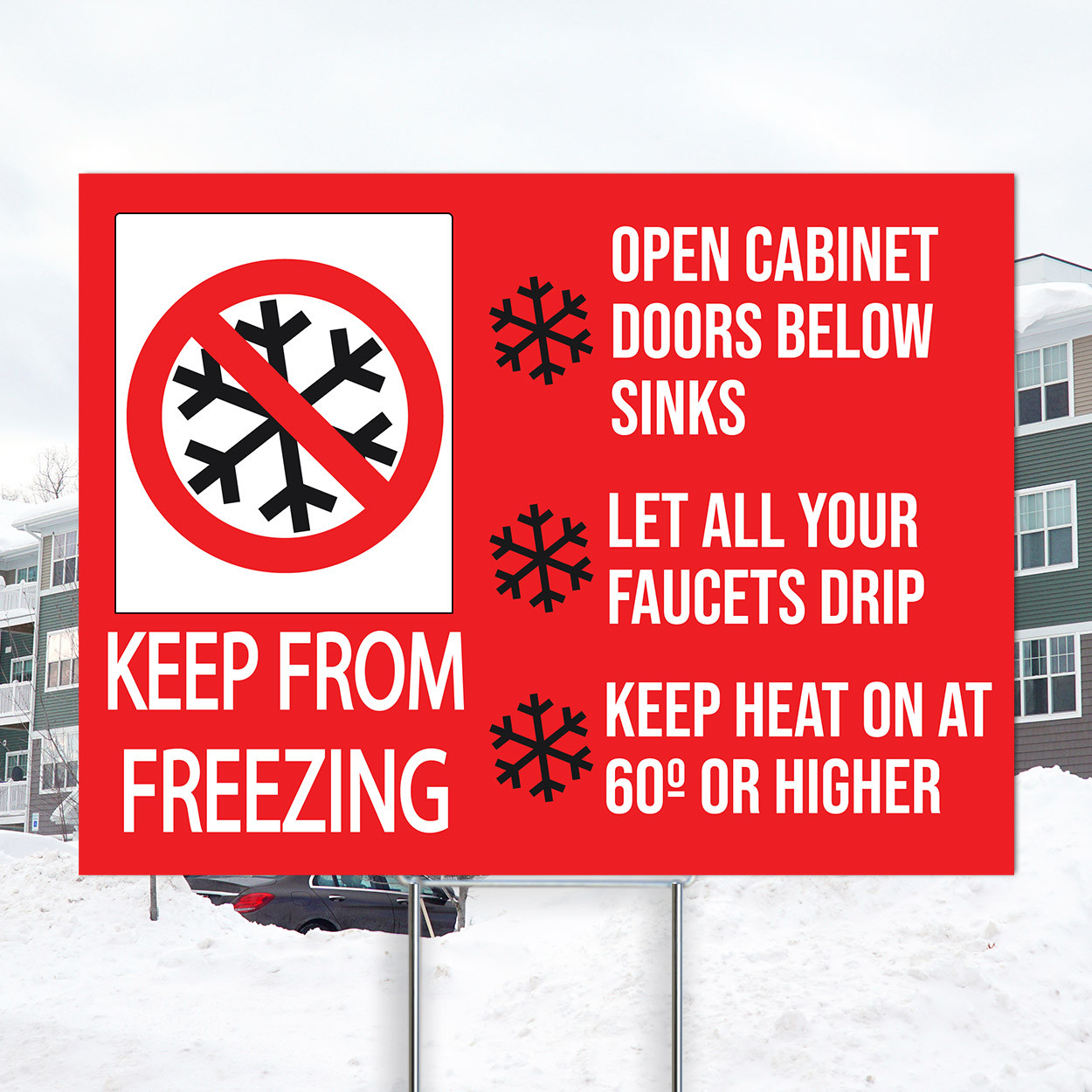 Freeze Warning (Red) Coroplast Yard Signs