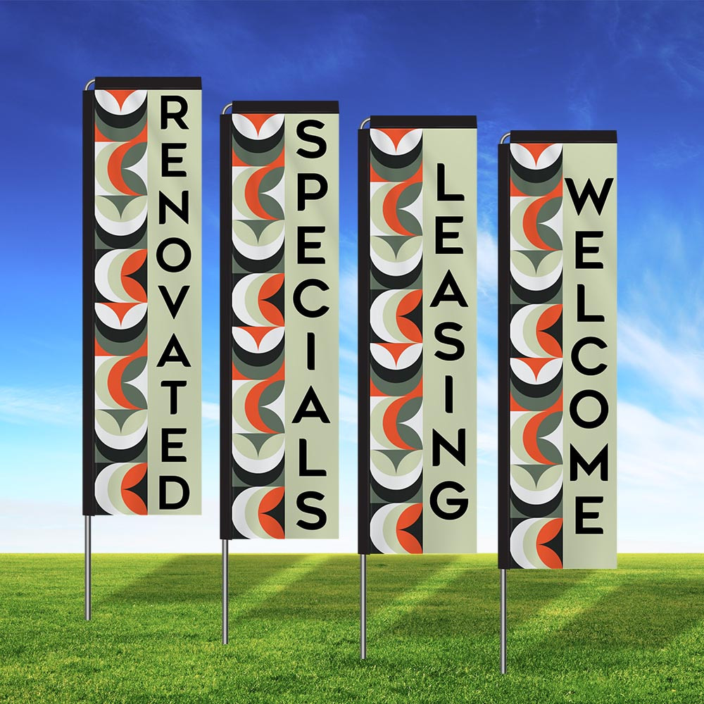 Vintage Mod Green Tea Double Sided Rectangle Flag Kit