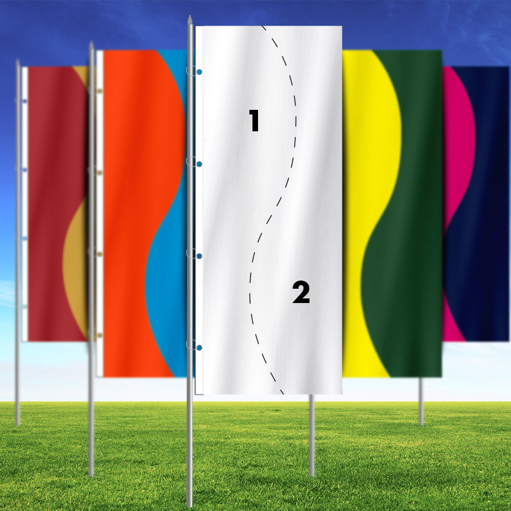 3x8' Custom Color Curvy Vertical Flag