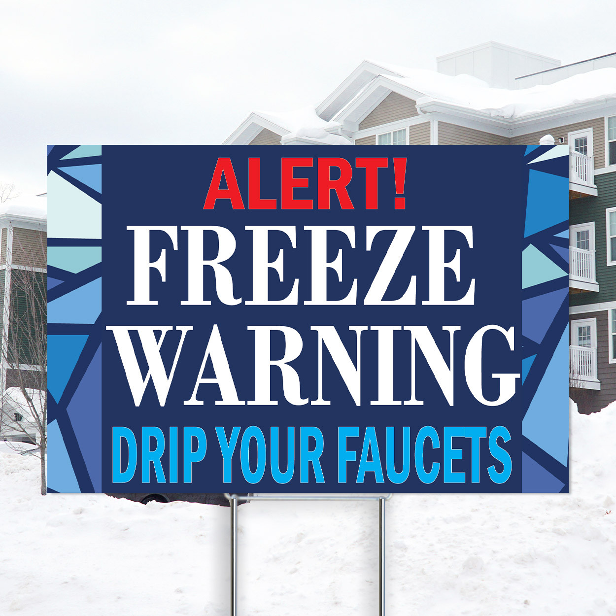 12"x 18" Blue Ice Freeze Warning Coroplast Bandit Sign