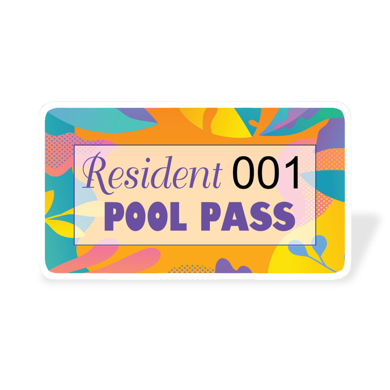 Credit Card Pool Pass w/Consecutive #'s Tropical
