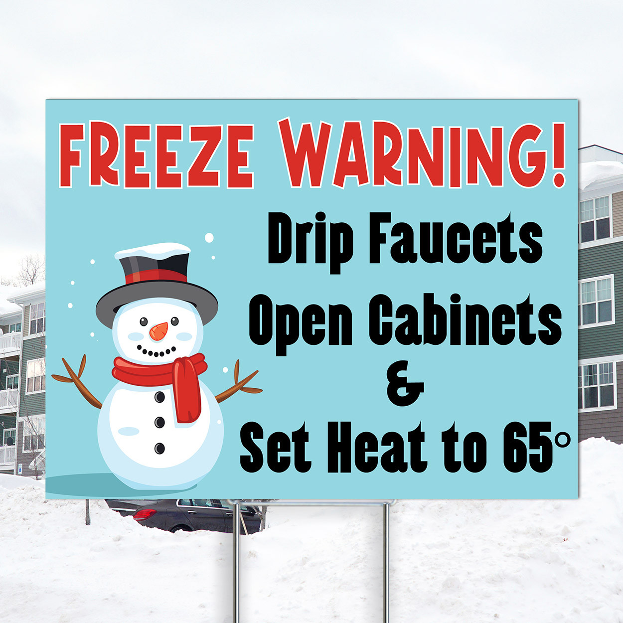 Freeze Warning (Snowman) Coroplast Yard Signs