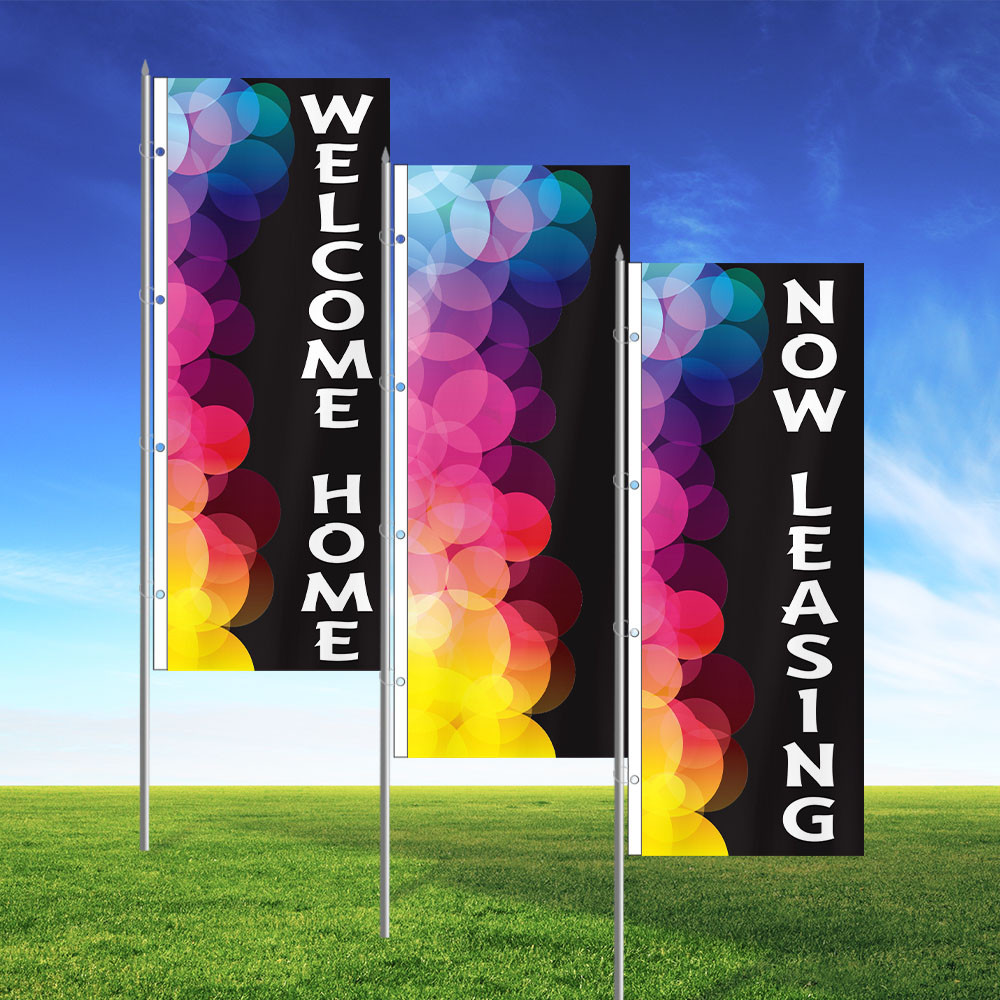 3x8 Black Neon Vertical Flags