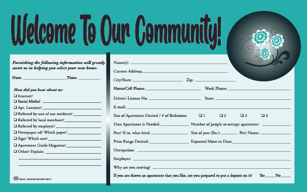 Teal Flowers Guest Card