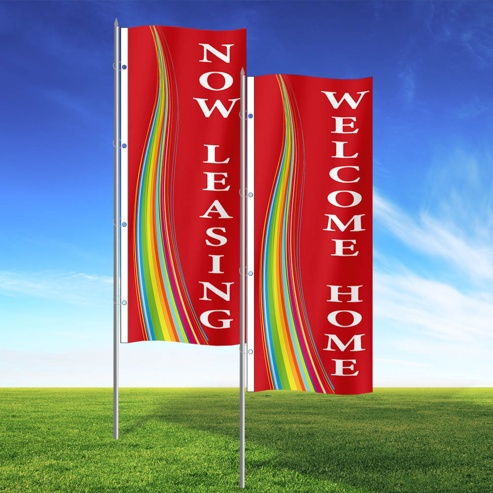 Red Swirl: 3x8 Vertical Flags
