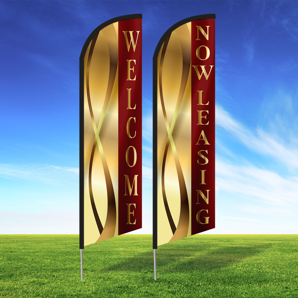 Golden Ribbon Maroon: Double Sided Feather Flag Kit