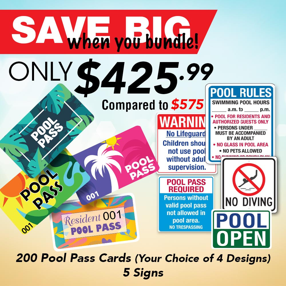 Pool Pass Cards and Signs Bundle