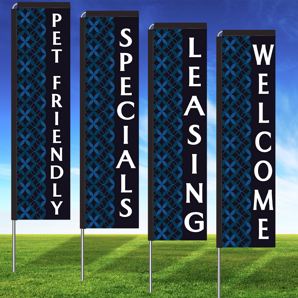 Blue Luxe Prism Double Sided Rectangle Flag Kit