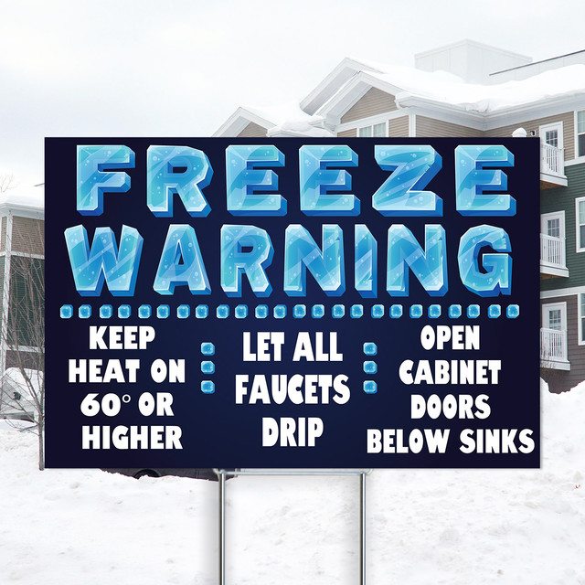 12"x 18" Freeze Warning Coroplast Bandit Signs
