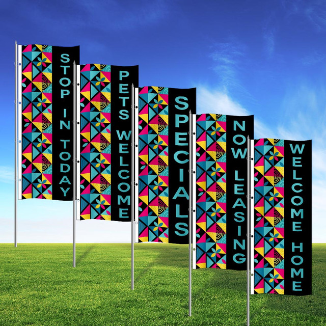 Geo Retro: 3x8 Vertical Flags