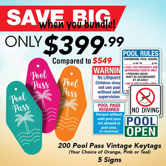 Pool Pass Vintage Keytag Bundle