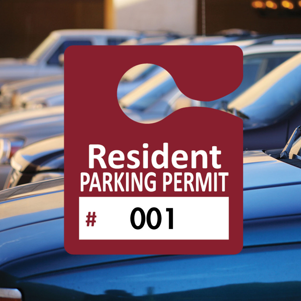 Heavy Duty Stock Resident Parking Permit Maroon Numbered