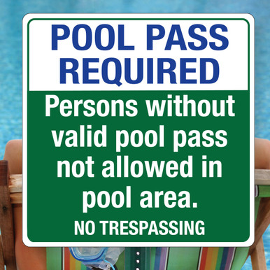 18" x 18" Aluminum POOL PASS Sign - Welcome Home America