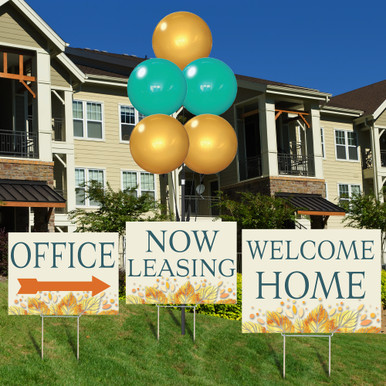 Autumn Gold -Reusable Vinyl Balloon Cluster and Yard Sign Marketing Bundle