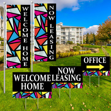 Vertical Flag Bundle: Colorful Stained Glass